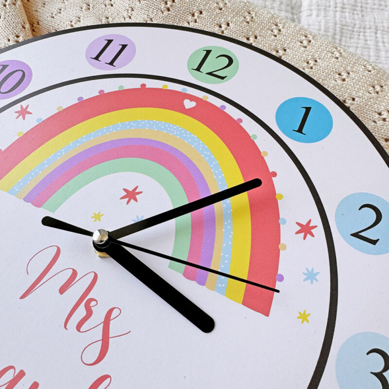 Sorbet Rainbow Class Clock-Personalised - Kikki & Franki