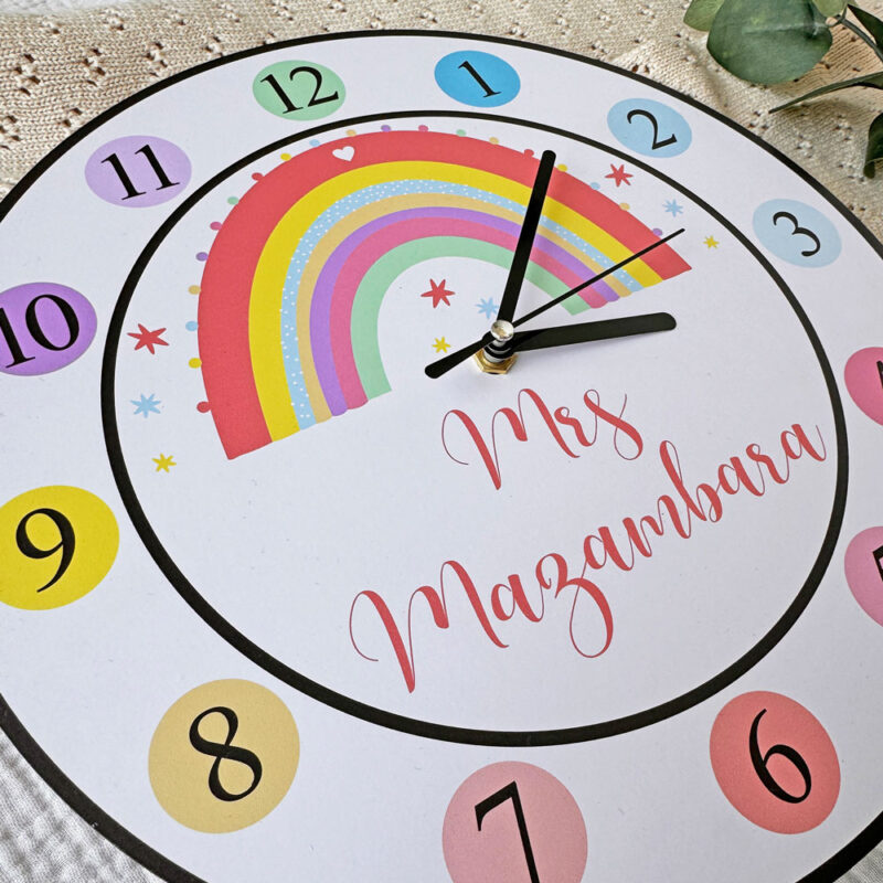 Sorbet Rainbow Class Clock-Personalised - Kikki & Franki